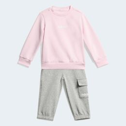 Trainingsanzug adidas Sportswear "I LIN FL JOG", Jungen, Gr. 68, clpink, wei&szlig;, Obermaterial: 70% Baumwolle, 30% Polyester, Sportanz&uuml;ge Trainingsanzug