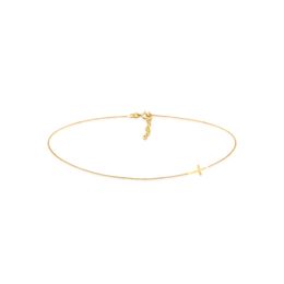 Choker Elli "Halskette Choker Kreuz Symbol Trend 925 Silber" Gr. 36, gold, Halsketten, Damen, ohne Stein, Silber 925 (Sterlingsilber), Choker