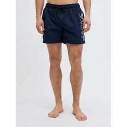 Jack & Jones Badeshorts JACK & JONES "JPSTMAUI JJSWIM SPLICE LOGO AKM SN", Herren, Gr. XS, N-Gr, blau (navy blazer), Web, Recycling-Polyester, bedruckt, Badehosen Badeshorts