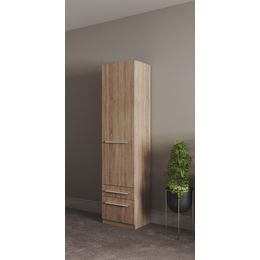 Kleiderschrank Priess "Schrank Garderobe W&auml;scheschrank Barcelona in 5 Breiten", braun (struktureichefarben hell), B:48cm H:193cm T:36cm, Holzwerkstoff, Schr&auml;nke, Kleiderschrank, viel Stauraum, ger&auml;umige Schubk&auml;sten, mit Spiegel, MADE IN GERMANY