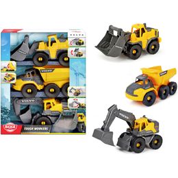 Spielzeug-Baumaschine DICKIE TOYS "Volvo Tough Work Force", gelb, grau, Spielzeugfahrzeuge, KinderT:26cm, Spielzeug-Baumaschine, T:26cm