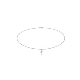 Choker Elli "Halskette Choker Kreuz Kristalle 925er Silber" Gr. 36, silber, Halsketten, Damen, mit Steinen, Silber 925 (Sterlingsilber), Choker
