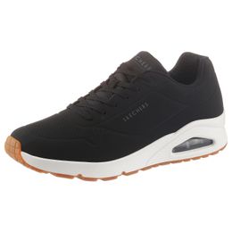 Sneaker Skechers "Uno - Stand on Air", Herren, Gr. 42, schwarz-wei&szlig; (schwarz, wei&szlig;), Synthetik, Schuhe Sneaker, Freizeitschuh, Halbschuh, Schn&uuml;rschuh mit extra D&auml;mpfung, Topseller