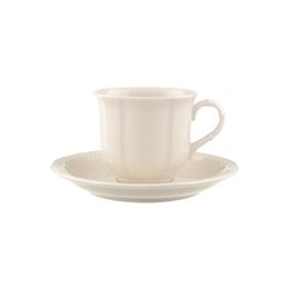 Villeroy & Boch Tasse VILLEROY & BOCH "Kaffeetasse mit Untertasse Manoir 120 ml wei&szlig;", wei&szlig;, Porzellan, Trinkgef&auml;&szlig;e, Tasse
