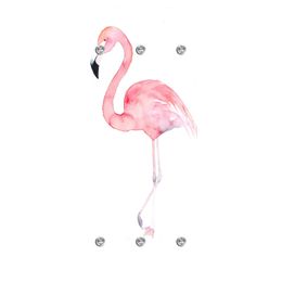Garderobenleiste queence "Flamingo", bunt, B:50cm H:120cm T:10cm, Acrylglas, Edelstahl, Garderobenhalter, Garderobenleiste, mit 6 Haken, 50 x 120 cm