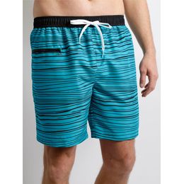 Badeshorts feel good, Herren, Gr. 8, Normalgr&ouml;&szlig;en, gr&uuml;n (t&uuml;rkis, gestreift), Polyester, Badehosen Badeshorts