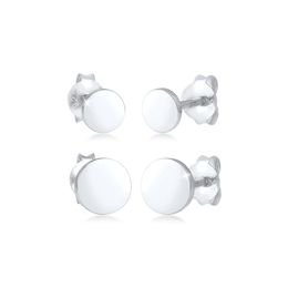 Ohrstecker-Set Elli "Ohrringe Disc Pl&auml;ttchen Kreis Basic 2er Set 925 Silber", silber, Ohrringe, Damen, ohne Stein, Silber 925 (Sterlingsilber), Ohrstecker-Set