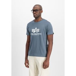 T-Shirt Alpha Industries "Basic T-Shirt", Herren, Gr. M, blau (denim blau), Single Jersey, Obermaterial: 100% Baumwolle, bedruckt, regular fit normal, Rundhals, normaler Saum, Shirts T-Shirt, Baumwolle, regular fit