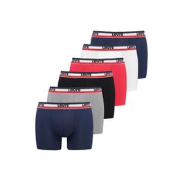 Levi's Boxershorts LEVI'S "Boxershort SPRTSWR LOGO BOXER BRIEF ORG CO 6P ECOM 6er Pack", Herren, Gr. M, bunt (blau, rot, grau), Obermaterial: 95% Baumwolle CO. 5% Elasthan EL., Unterhosen Boxershorts