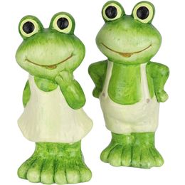 Dekofigur I.GE.A. "Figur Frosch", gr&uuml;n (gr&uuml;n, wei&szlig;), B:6cm H:13cm, Terrakotta, Dekofiguren, Dekofigur, Dekofigur Gartendeko Tierfigur Garten Deko Statue Gartenfigur