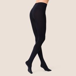 Strickstrumpfhose Kunert "Strumpfhose Sensual Cotton", Damen, Gr. 40-42, schwarz (marine 0360), Obermaterial: 65% Baumwolle CO. 30% Polyamid PA. 5% Elasthan EL., Strumpfhosen Strickstrumpfhose