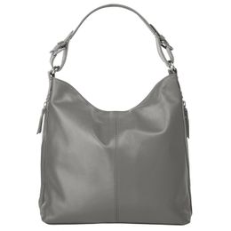 Henkeltasche Samantha Look, Damen, Gr. B/H/T: 30cm x 30cm x 12cm onesize, grau, Leder, gl&auml;nzend, Taschen Henkeltasche, echt Leder, Made in Italy