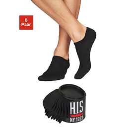 H.I.S. Sneakersocken H.I.S, Damen, Gr. 39-42, schwarz (8x schwarz), Baumwolle, Polyamid, uni, Socken Sneakersocken, in der Geschenkdose, Topseller