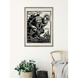 Wandbild Komar "Marvel Spider-Man Lino-Cut", schwarz (farbe bild(er): schwarz, wei&szlig;), Disney, 1 Stk., Vlies, Bilder, Wandbild, 40 x 50 cm (Breite x H&ouml;he) - Kinderzimmer, Dekoration