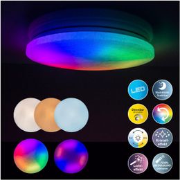 N&auml;ve N&Auml;VE LED Deckenleuchte "Sligo", bunt, 1, &Oslash; 38cm H: 6,5cm, 1 Stk., Leuchten, Kristalleffekt, dimmbar, Nachtlicht, CCT, Farbwechsler, Fernbedienung, LED Deckenleuchte