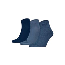 Kurzsocken Puma "Socken Quarter Plain 3P 3er Pack", Damen, Gr. 35-38, blau (denim blau), Obermaterial: 68% Baumwolle CO. 18% Polyamid PA. 12% Polyester PES. 2% Elasthan EL., Socken Kurzsocken