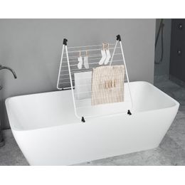 Badewannen-W&auml;schest&auml;nder BISCHOF COLOMBO "BAGNO", silber (silberfarben, schwarz), B:63cm H:68cm, Kunststoff, Stahl, W&auml;schest&auml;nder, Badewannen-W&auml;schest&auml;nder, 10 m Trockenl&auml;nge, zusammenklappbar, Stahl/Kunststoff