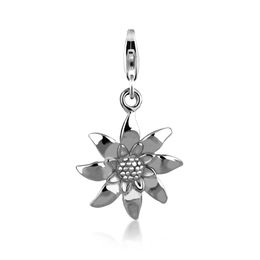 Charm-Einh&auml;nger NENALINA "Charm NENALINA Charm Edelweiss Blume Anh&auml;nger 925 Silber" Gr. 30, silber, Charms, Damen, Blacklist, Silber 925 (Sterlingsilber), Charm-Einh&auml;nger