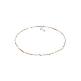 Silberkette Elli "Halskette Choker Herz Glas Beads Sommer Style 925 Silber" Gr. 36, silber, Halsketten, Damen, Silber 925 (Sterlingsilber), Silberkette