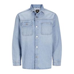 Jack & Jones Jeanshemd JACK & JONES "JJISCOTT JJOVERSHIRT MF 040", Herren, Gr. S, N-Gr, blau (blau denim), Web, Obermaterial: 100% Baumwolle, unifarben, relaxed fit, Hemden Jeanshemd