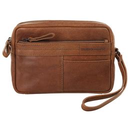 SPIKES & SPARROW Handgelenktasche SPIKES & SPARROW, Herren, Gr. B/H/T: 20cm x 16cm x 3cm onesize, braun (cognac), Leder, unifarben, Taschen Handgelenktasche, echt Leder