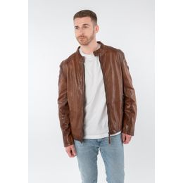 Lederjacke Mauritius "MMBaydo", Herren, Gr. S (46), cognac, Obermaterial: 100% Schafsleder. Futter: 100% Baumwolle. &Auml;rmelfutter: 100% Polyester, unifarben, regular fit h&uuml;ftbedeckend, Jacken Lederjacke, mit Bikerkragen
