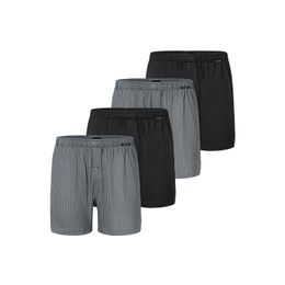 Boxershorts Schiesser "Boxershort 4er Pack", Herren, Gr. L, bunt (schwarz, grau), Obermaterial: 100% Baumwolle CO., Unterhosen Boxershorts