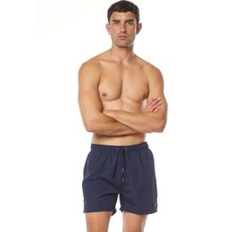 Badeshorts Bruno Banani "Boxer Wave Line 2.0 Swim", Jungen, Gr. XL (7), N-Gr, blau (marine), Microfaser, Polyester, unifarben, Badehosen Badeshorts, mit Tunnel-Gummibund