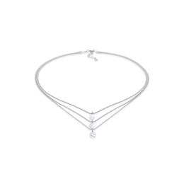 Choker Elli "Halskette Choker Layer Dreireihig Pl&auml;ttchen Boho 925 Silber" Gr. 36, silber, Halsketten, Damen, ohne Stein, Silber 925 (Sterlingsilber), Choker