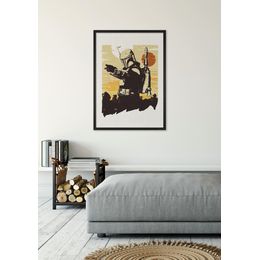 Wandbild Komar "Star Wars Boba Fett Illustration Target", schwarz (farbe bild(er): orange,schwarz), Disney, 1 Stk., Vlies, Bilder, Wandbild, 30 x 40 cm (Breite x H&ouml;he) - Kinderzimmer, Dekoration
