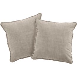 Dekokissen "Marusha", beige (taupe), B:50cm L:50cm, Polyester, LeGer Home by Lena Gercke, Dekokissen_Sitzkissen_Kissenh&uuml;llen, Dekokissen, Leinenoptik, 50x50 Dekokissen, Fransen, modern, ohne F&uuml;llung, 1 St&uuml;ck
