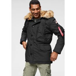Parka Alpha Industries "POLAR JACKET", Herren, Gr. XL, schwarz, Web, Obermaterial: 53% Nylon, 47% Polyester. Beschichtung: 100% Polyester. Futter: 100% Nylon. Wattierung: 100% Polyester, unifarben, normal, mit Windstopper, Jacken Parka
