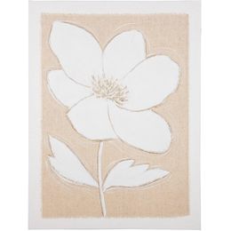 Leinwandbild Gilde "Bild "Blume auf Tuch", beige (farbe bild(er): creme), B:60cm H:80cm T:2,7cm, Leinwand, Bilder, Leinwandbild