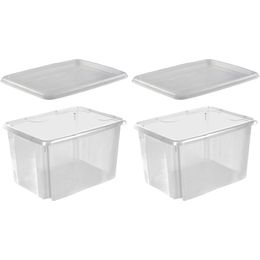 Aufbewahrungsbox keeeper "emil", transparent, B:39cm H:29,5cm T:54,5cm, Kunststoff, Aufbewahrungsboxen, Aufbewahrungsbox, 45 L, mit Deckel, hochwertiger Kunststoff