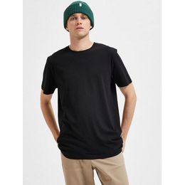 Rundhalsshirt Selected "SLHASPEN SS O-NECK TEE NOOS", Herren, Gr. XXL, schwarz, Jersey, Obermaterial: 100% Baumwolle, unifarben, regular fit normal, Rundhals, Shirts Rundhalsshirt