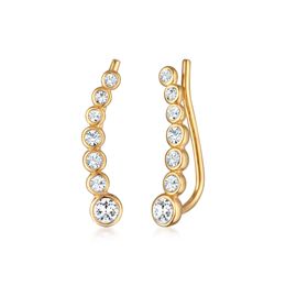 Paar Ohrstecker Elli "Ohrringe Earclimber Kristalle Elegant 925 Silber" Gr. 20, gold, Ohrringe, Damen, 20,mit Stein, Silber 925 (Sterlingsilber), Paar Ohrstecker