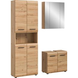 Badm&ouml;bel-Set Welltime "FLORENZ, TOPSELLER, 3-teilige Badkombination, hochwertige MDF-Front", artisan oak nb, B:135cm H:185cm T:30cm, Holzwerkstoff, MDF, Kastenm&ouml;bel-Sets, Badm&ouml;bel-Set, Bad-Kombination, Bad-M&ouml;bel, Badezimmer, Kombination, Kombi