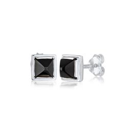 Paar Ohrstecker Kuzzoi "Ohrringe Onyx Pyramid Quadrat 925 Silber" Gr. 7, silber, Ohrringe, Herren, ohne Stein, Silber 925 (Sterlingsilber), Paar Ohrstecker