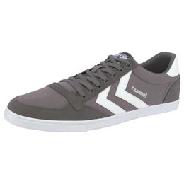 Sneaker Hummel "Slimmer Stadil Canvas Low", Damen, Gr. 38, grau, Textil, Veloursleder, Schuhe Sneaker