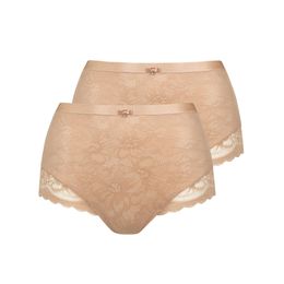 Taillenslip LISCA "2er Pack Damen Taillenslip Evelyn", Damen, Gr. 38, beige (sweet almond), Stoff, Obermaterial: 83% Polyamid PA. 17% Elasthan EL., Unterhosen Taillenslip