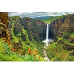 Fototapete papermoon "MALETSUNYANE-WASSERFALL LESOTHO AFRIKA FLUSS BERG", bunt, B:2,5m L:1,86m, Vlies, Tapeten, Fototapete
