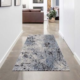 Teppich Carpet City "Mista 2584", blau, B:80cm H:9mm L:150cm, Polypropylen (PP), Teppiche, Teppich, L&auml;ufer, Kurzflor, Abstrakt, Multicolor, Weich