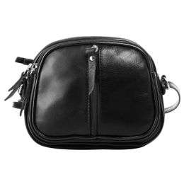 Umh&auml;ngetasche CLUTY, Damen, Gr. B/H/T: 18cm x 16cm x 4cm onesize, schwarz, Leder, unifarben, Taschen Umh&auml;ngetasche, echt Leder, Made in Italy