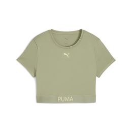 Trainingsshirt Puma "W STRONG TEE - SHORT", Damen, Gr. M, lux army, Interlock, Obermaterial: 85% Polyester, 15% Elasthan, regular fit kurz, Rundhals, Shirts Trainingsshirt, Regular Fit, Rundhalsausschnitt, atmungsaktiv, schnell trocknend