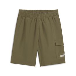 Shorts Puma "ESS NO. 1 LOGO WOVEN CARGO SHORTS 9", Herren, Gr. L, N-Gr, gr&uuml;n (loden gr&uuml;n), Obermaterial: 100% Polyester, unifarben, regular fit kniefrei, Hosen Shorts, mit Eingrifftaschen, elastischer Bund mit innenliegendem Kordelzug