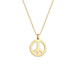 Lange Kette Kuzzoi "Halskette Herren Peace Frieden Massiv 925 Silber" Gr. 60, gold, Halsketten, Herren, ohne Stein, Silber 925 (Sterlingsilber), Lange Kette