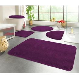 Badematte Kinzler "Chaozhou" Gr. 5, lila (aubergine), H:20mm, Polyester, Badematten, Badematte, Badteppich, Uni Farben, weich, als rechteckig, rund & Set erh&auml;ltlich