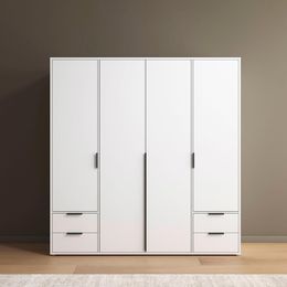 Dreht&uuml;renschrank Rauch "Kleiderschrank Schrank Garderobe W&auml;scheschrank NAGATA viel Stauraum", wei&szlig; (alpinwei&szlig;), B:187cm H:194cm T:53cm, Holzwerkstoff, Schr&auml;nke, Dreht&uuml;renschrank, mit Schubladen sowie Stangengriffen TOPSELLER MADE IN GERMANY