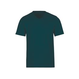 T-Shirt TRIGEMA "TRIGEMA V-Shirt DELUXE Baumwolle", Damen, Gr. M, blau (saphir), Single Jersey, 100% Baumwolle, Basic, lang, V-Ausschnitt, Shirts T-Shirt