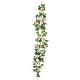 Kunstblume I.GE.A. "Rosenranke", rosa, B:16cm H:125cm L:6cm, Obermaterial: 80% Polyester, 20% Kunststoff, Kunstpflanzen, Kunstblume, K&uuml;nstlich Rosengirlande Kunstblumen h&auml;ngend Hochzeit Weihnachten